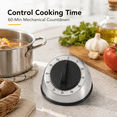 Long Ring Bell Alarm Loud 60-Minute Kitchen Cooking Wind Up Timer ...