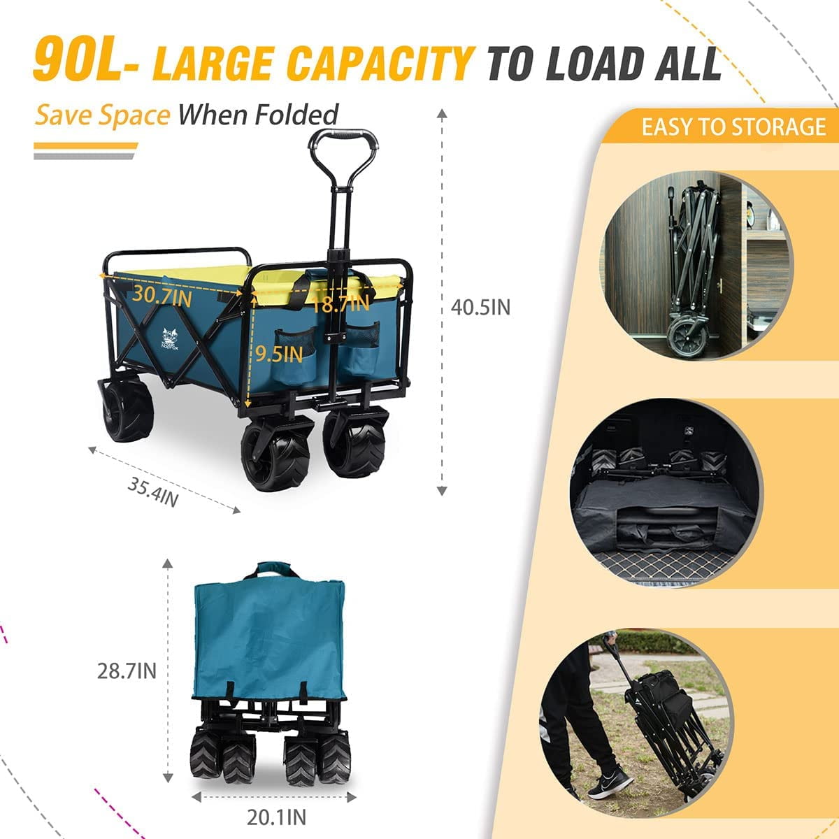 Buy Collapsible Wagon Cart Heavy Duty Foldable Beach Cart with All ...