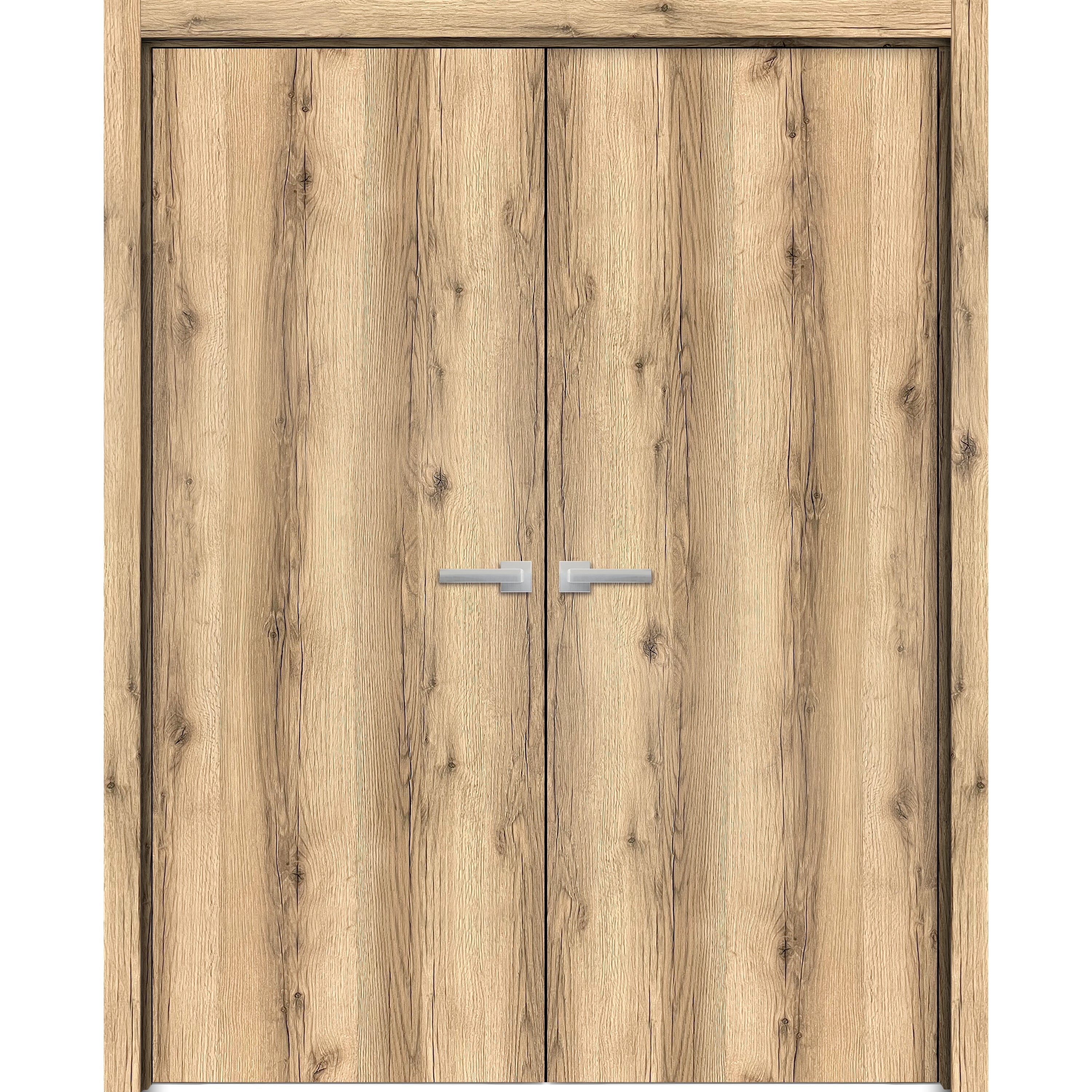 Solid French Double Doors 72 x 80 inches | Planum 0010 Walnut | Wood ...