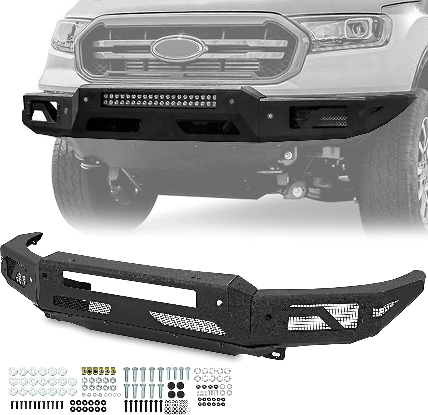 Kojem Steel Powder Coated Front Bumper Protector Compatible with 2019 ...