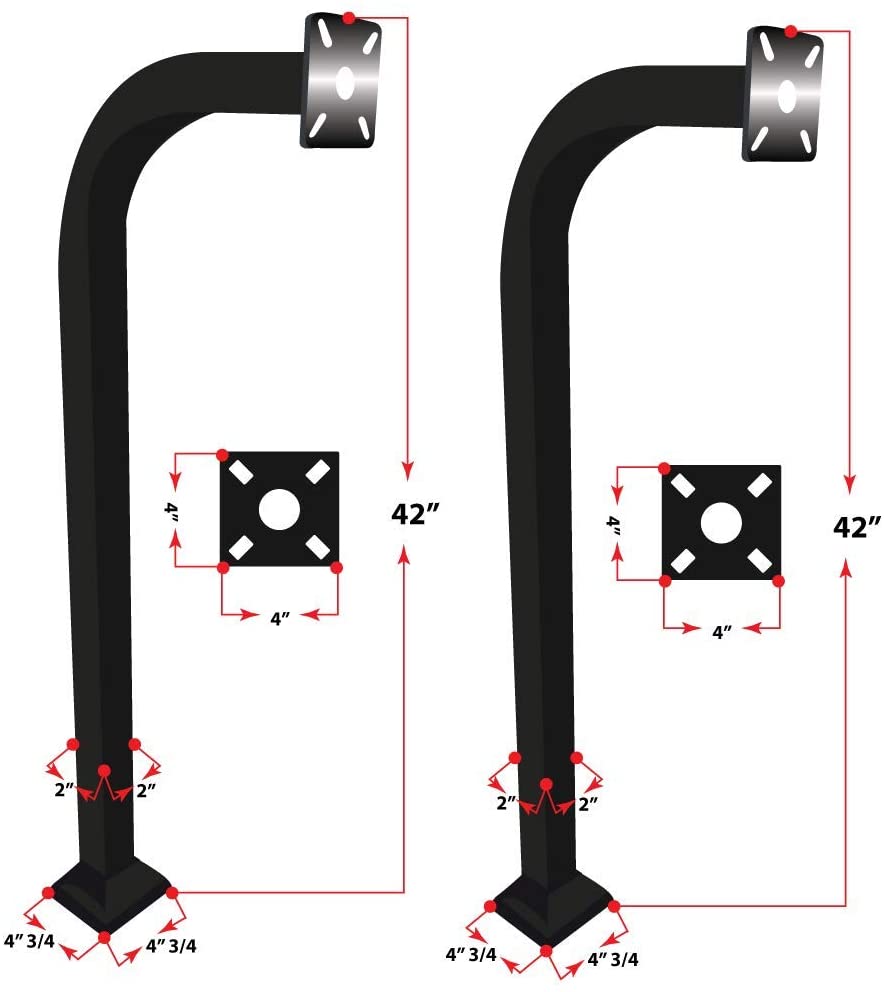 42” Gooseneck 2 Universal Steel Heavy Duty Keypad Intercom Bolted Stand ...