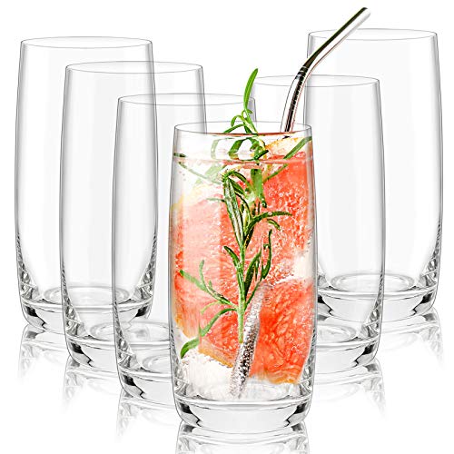 CREATIVELAND Crystal Highball Glasses Set of 6. LEAD-FREE Crystal Heavy ...