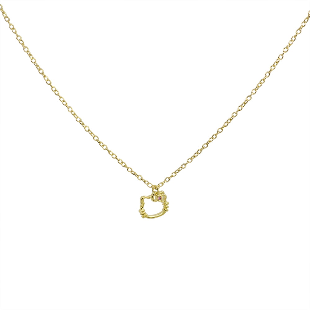Set de Collar y Broquelles Silueta Hello Kitty Dorado con Zirconia ...