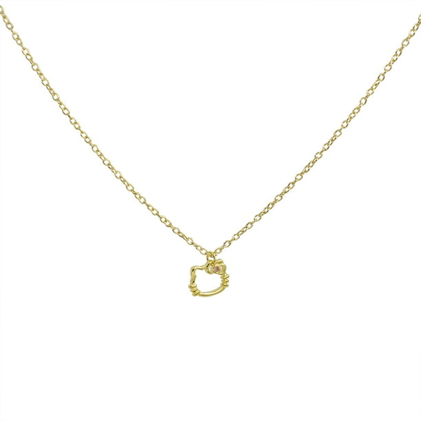 Set de Collar y Broquelles Silueta Hello Kitty Dorado con Zirconia ...