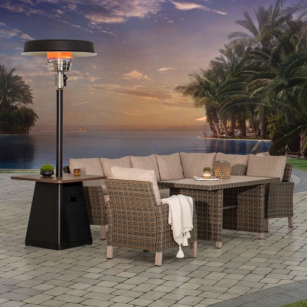 Sunjoy Café 40,000 BTU Matte Black Steel Frame Outdoor Patio Propane ...