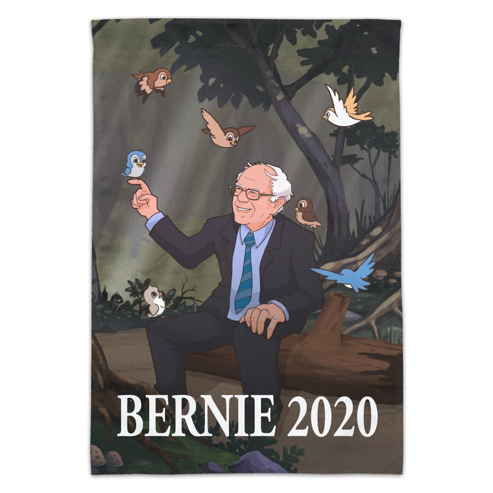 Bernie Sanders 2020 with Birds In A Forest Retro Cartoon Garden Yard ...