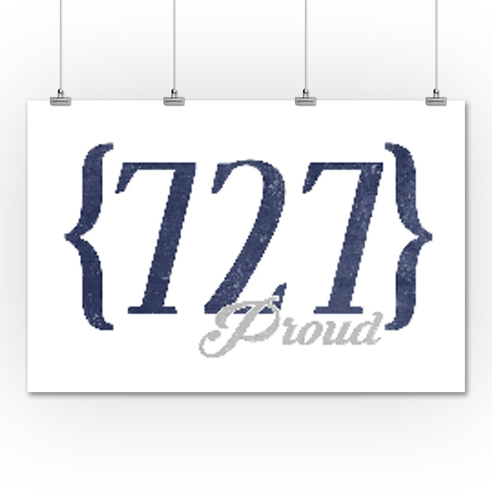 Tampa, Florida - 727 Area Code (Blue) - Lantern Press Artwork (36x54 ...