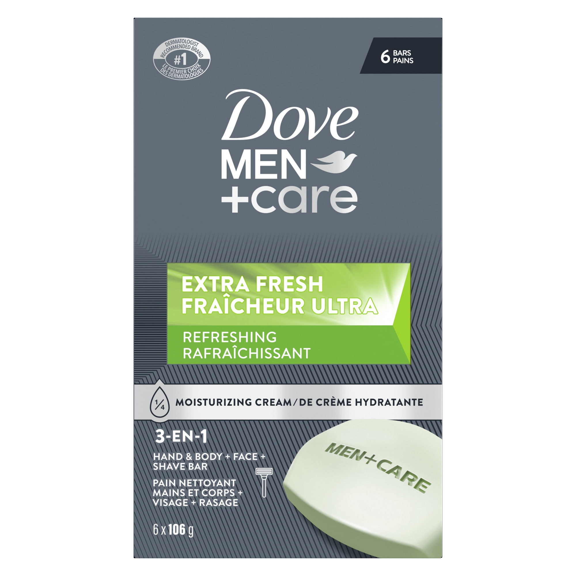 Dove Men+Care Refreshing Extra Fresh Bar Soap Formulated for Men's Skin ...