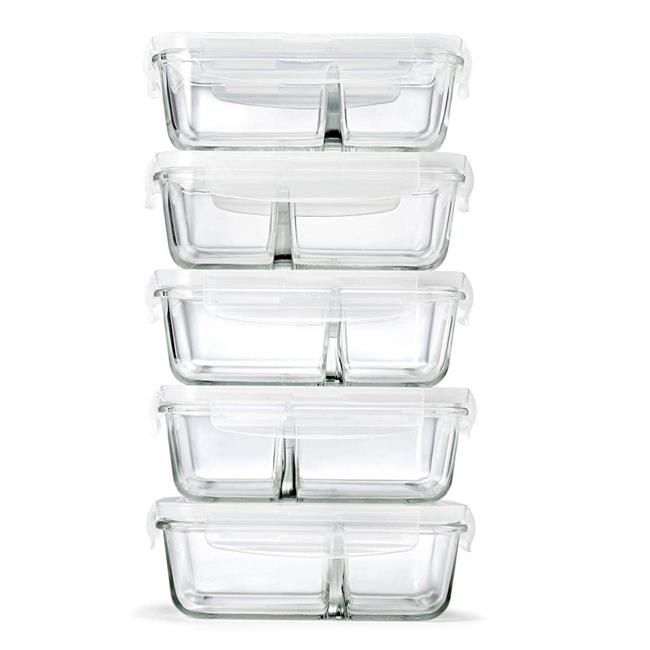 37.17 oz Dual Chamber Divided Glass Containers, Set of 5 - Walmart.com