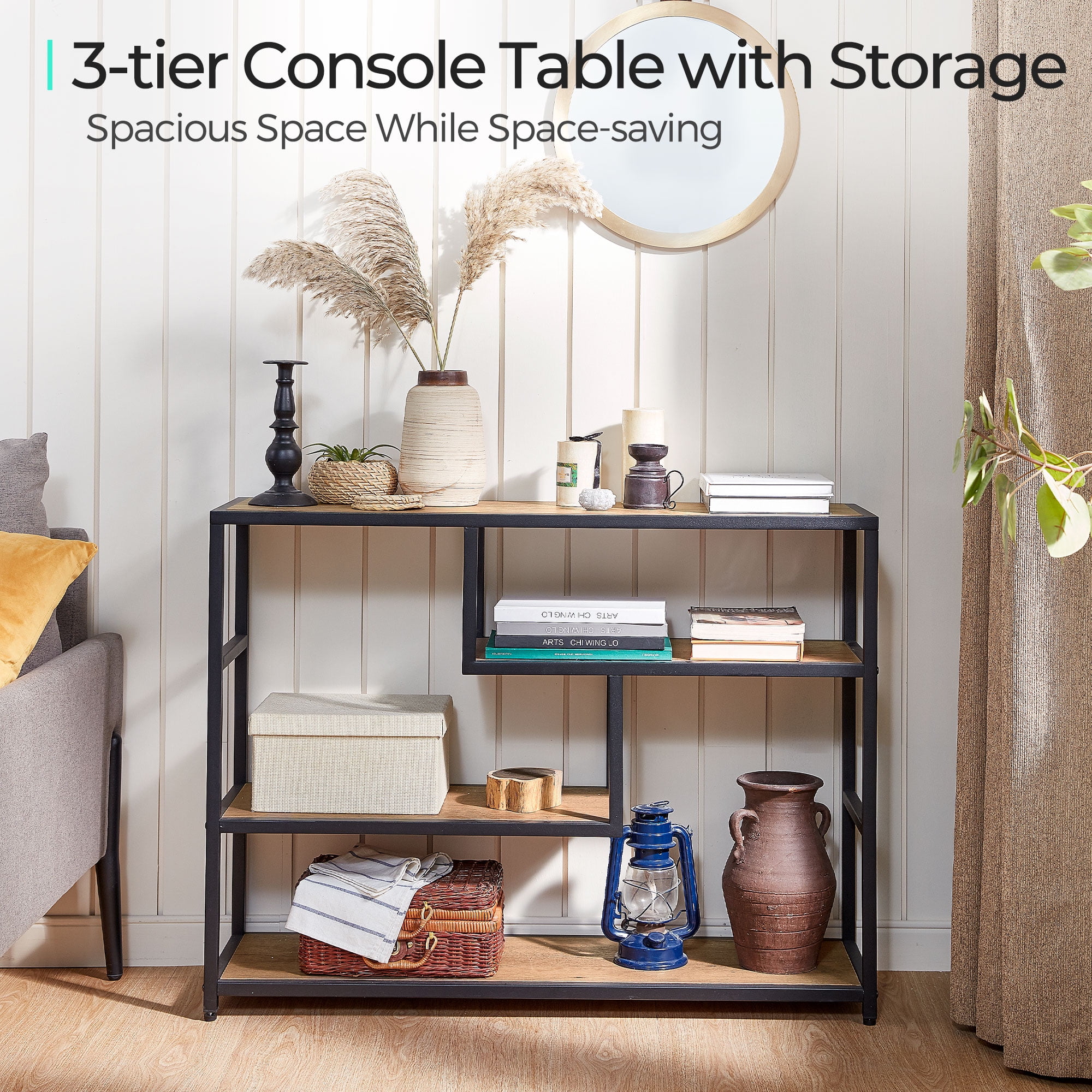 Linsy Home Console Table, Narrow Buffet Table with 4 Tier Storage ...