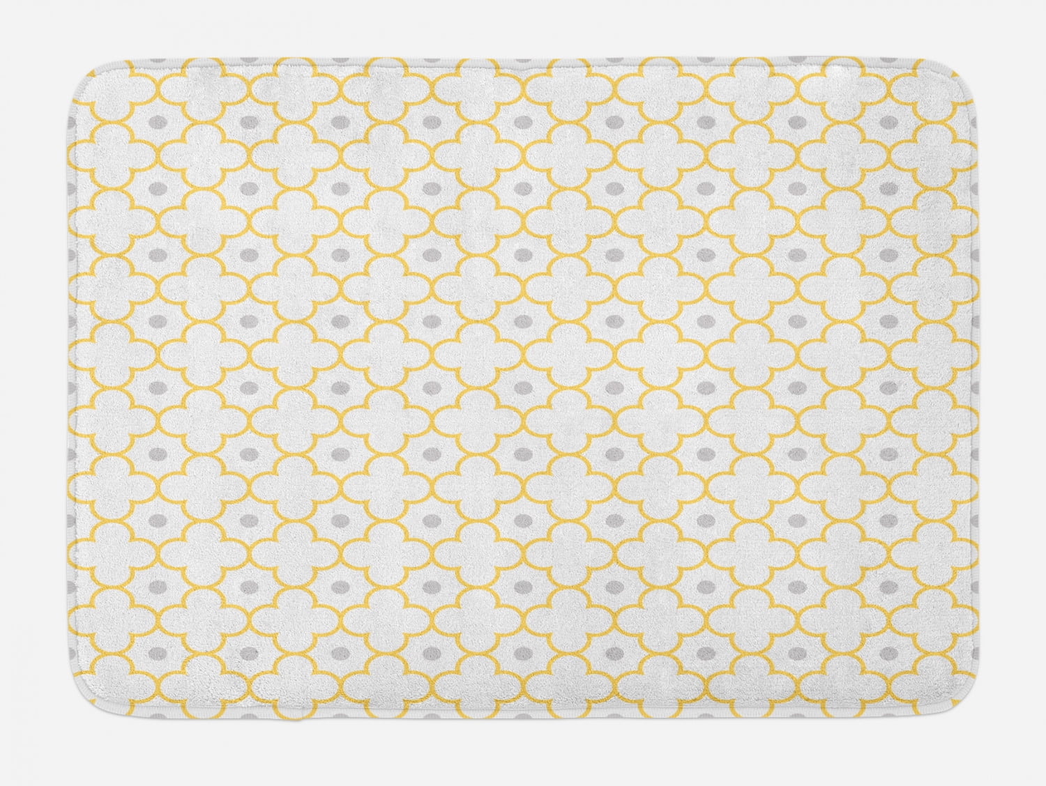 Quatrefoil Bath Mat, Moroccan Style Lattice Pattern Dots in Daisy ...