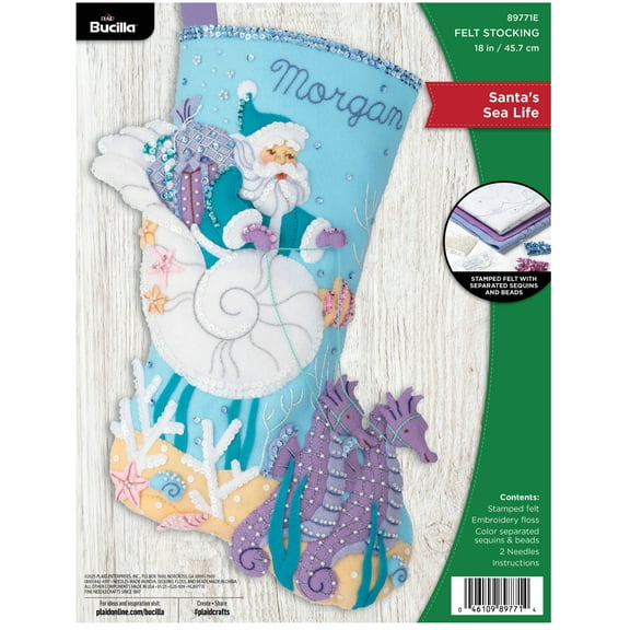 Bucilla Felt Applique 18" Christmas Stocking Kit, Classic Christmas ...