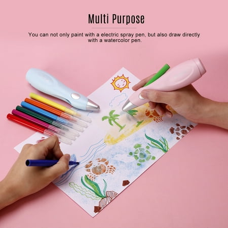 tenwin Electric Water Color Spray Pen Sprayer Airbrush Marker Set 12pcs ...