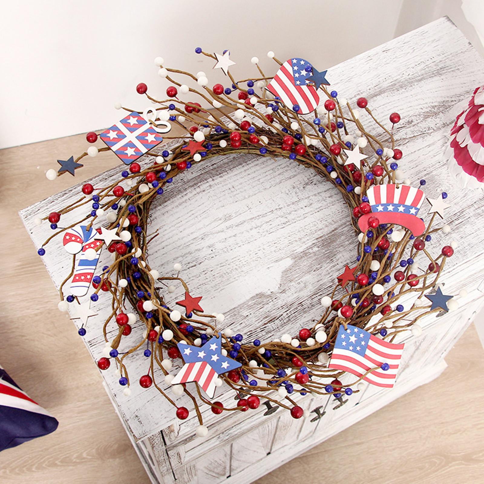 Patriotic Independence Day Wreaths Garland Wall Decor Hanging 40x40cm ...