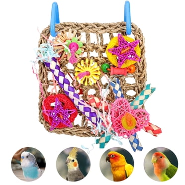 TSV 7pcs Bird Toys, Parrot Toys with Hammock Swing, Hanging Bells, Rope ...