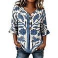 Ayolanni V-Neck Basic Tees for Women Henley Button Down Graphic 3/4 ...