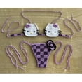 Hello Kitty Crochet Bikini Set 2pcs Bathing Suit Sexy Micro Bikinis Y2k Ties Swimsuit Thong