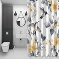 Country Style Shower Curtain for Bathroom, Yellow Floral Gray Bird Leaf ...