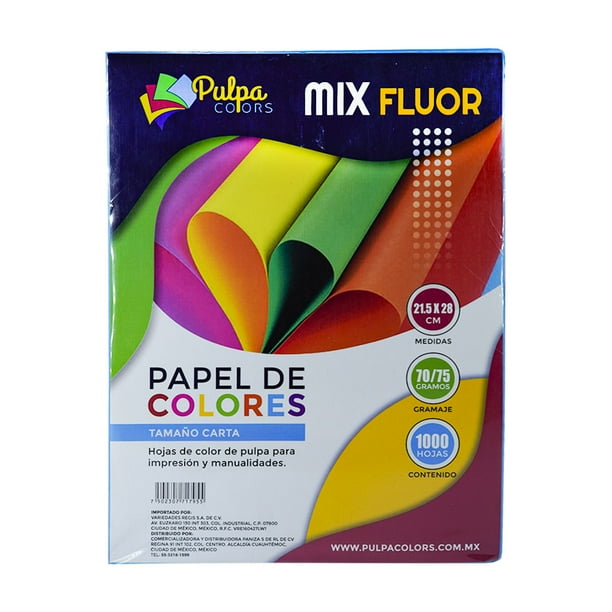 Hojas de Colores Tamaño Carta Pulpa Colorsmix 1000 Hojas Tonos ...