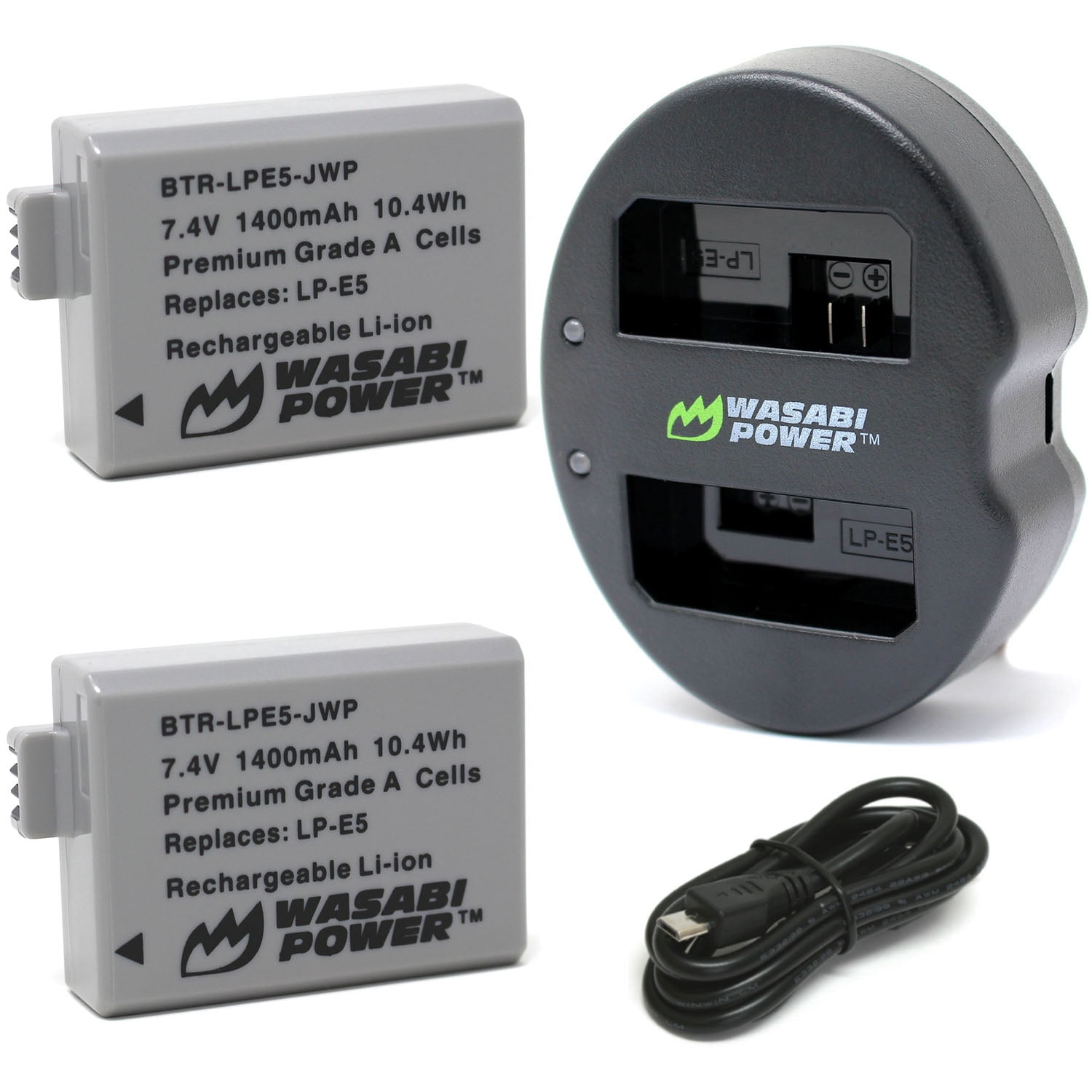 Wasabi Power Battery (2-Pack) and Dual Charger for Canon LP-E5 ...