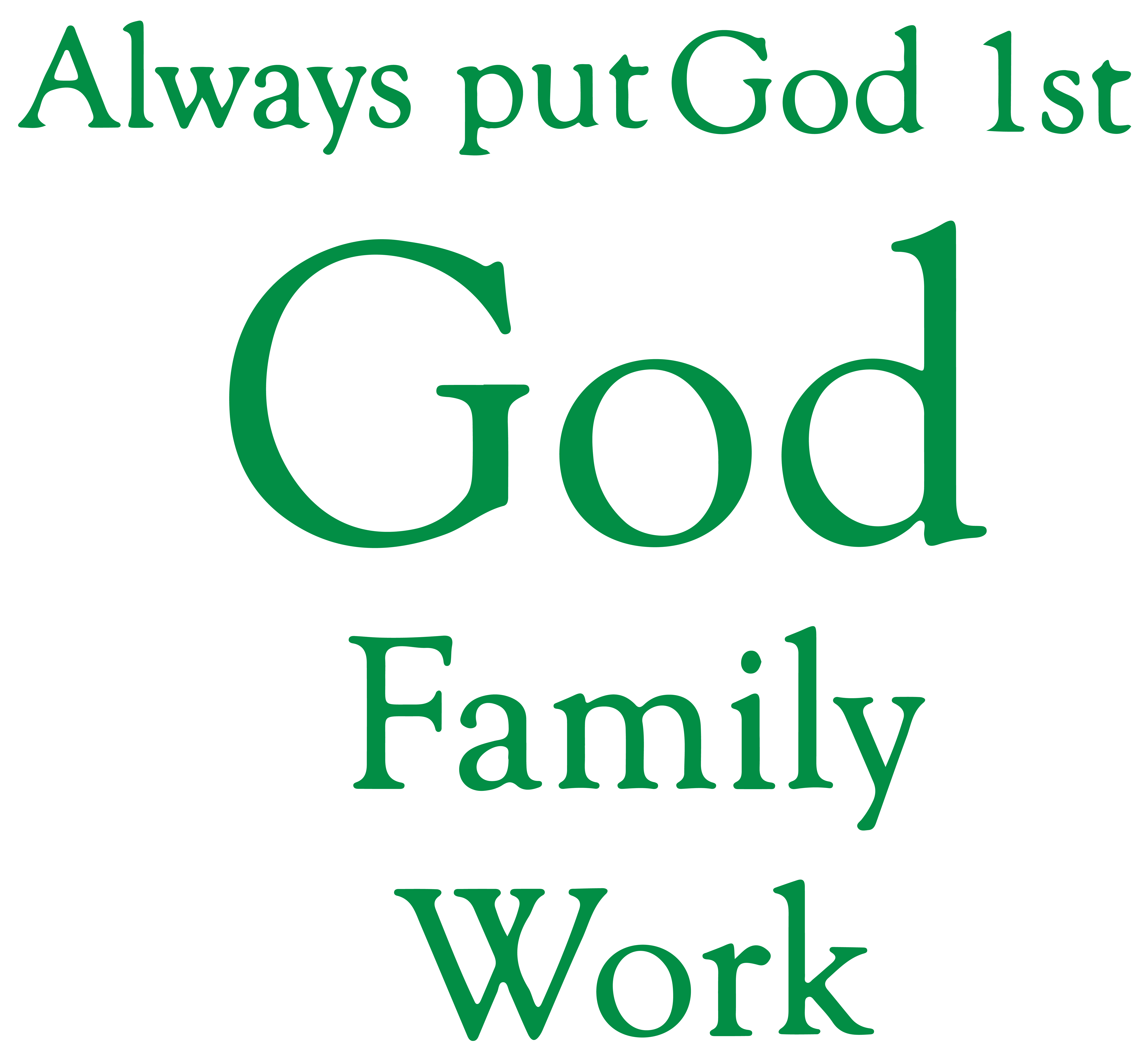 Always put God 1st God, Family, Work Vinyl Decal Sticker Quote - Medium ...
