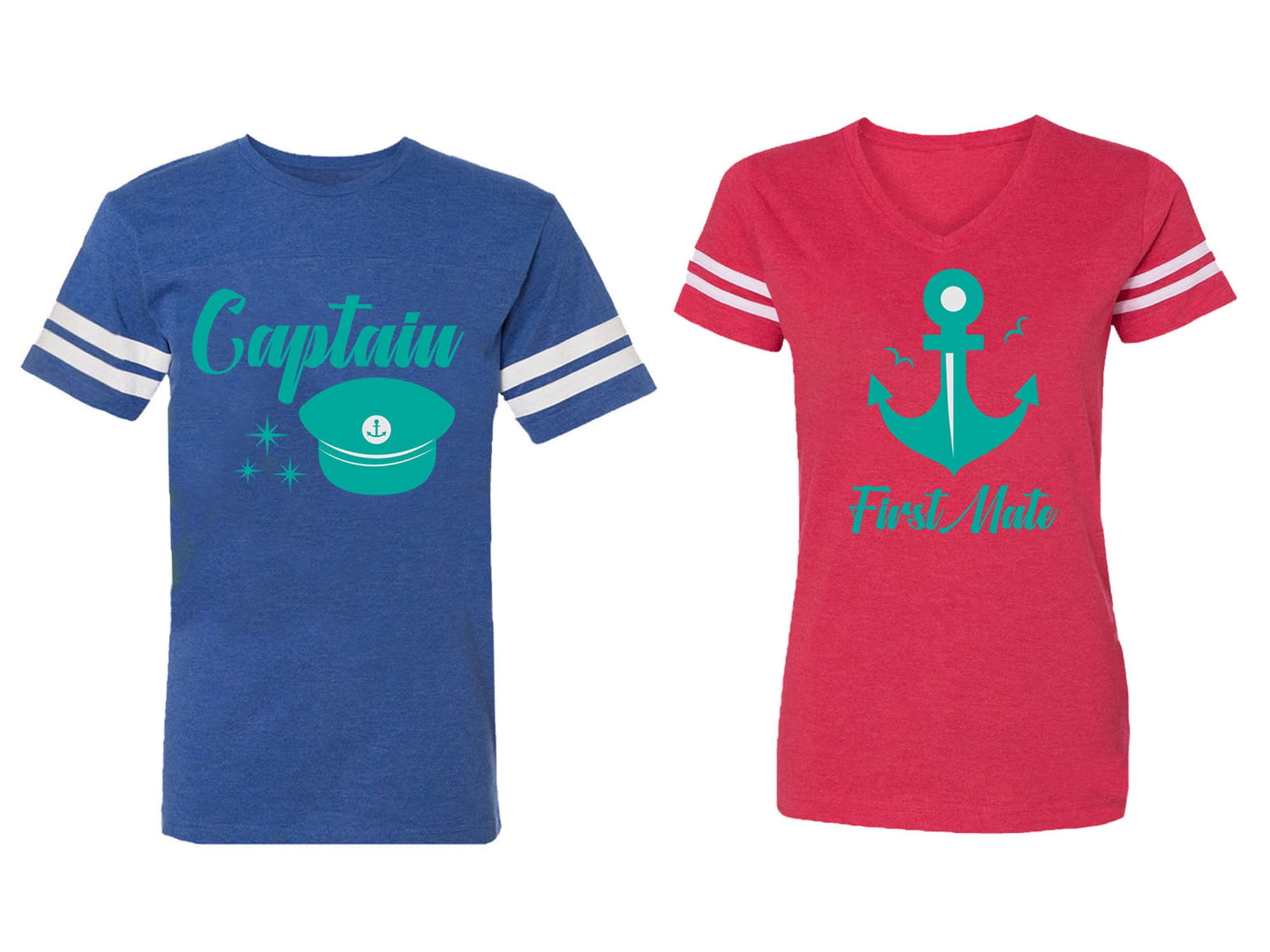 Captain First Mate Matching Couple Cotton Jerseys (Men Royal / Women ...
