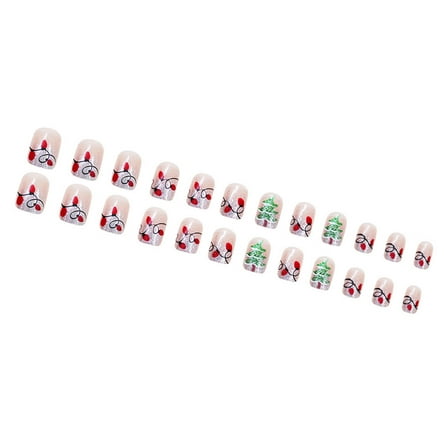 Christmas Artificial Nails Cartoon Car False Nails Christmas Light ...