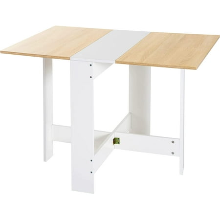 PTC Drop Leaf Table Wood Folding Dining Table Multi-Use Side Table ...