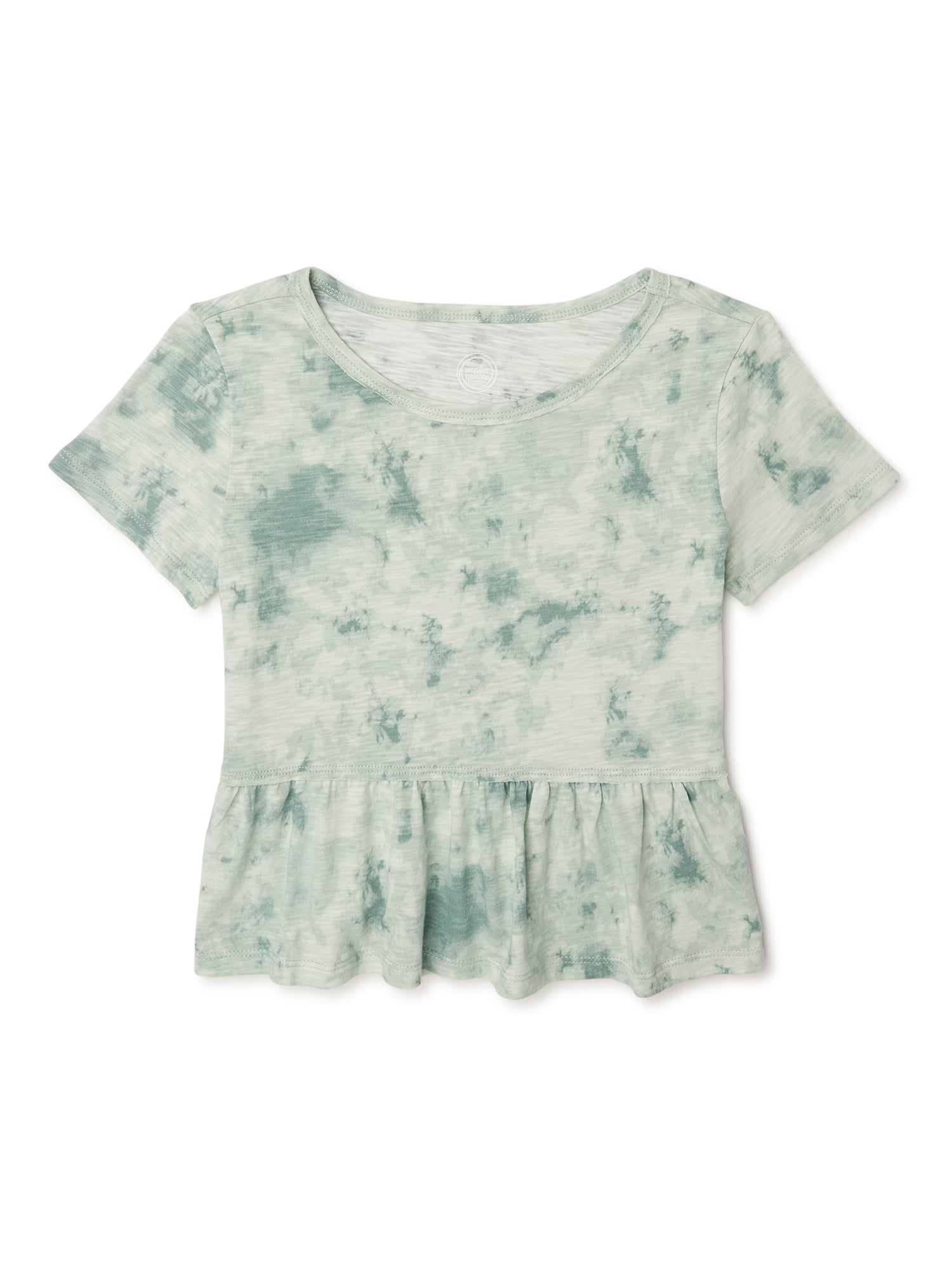 Wonder Nation Girls’ Peplum Top with Short Sleeves, Sizes 4-18 & Plus ...