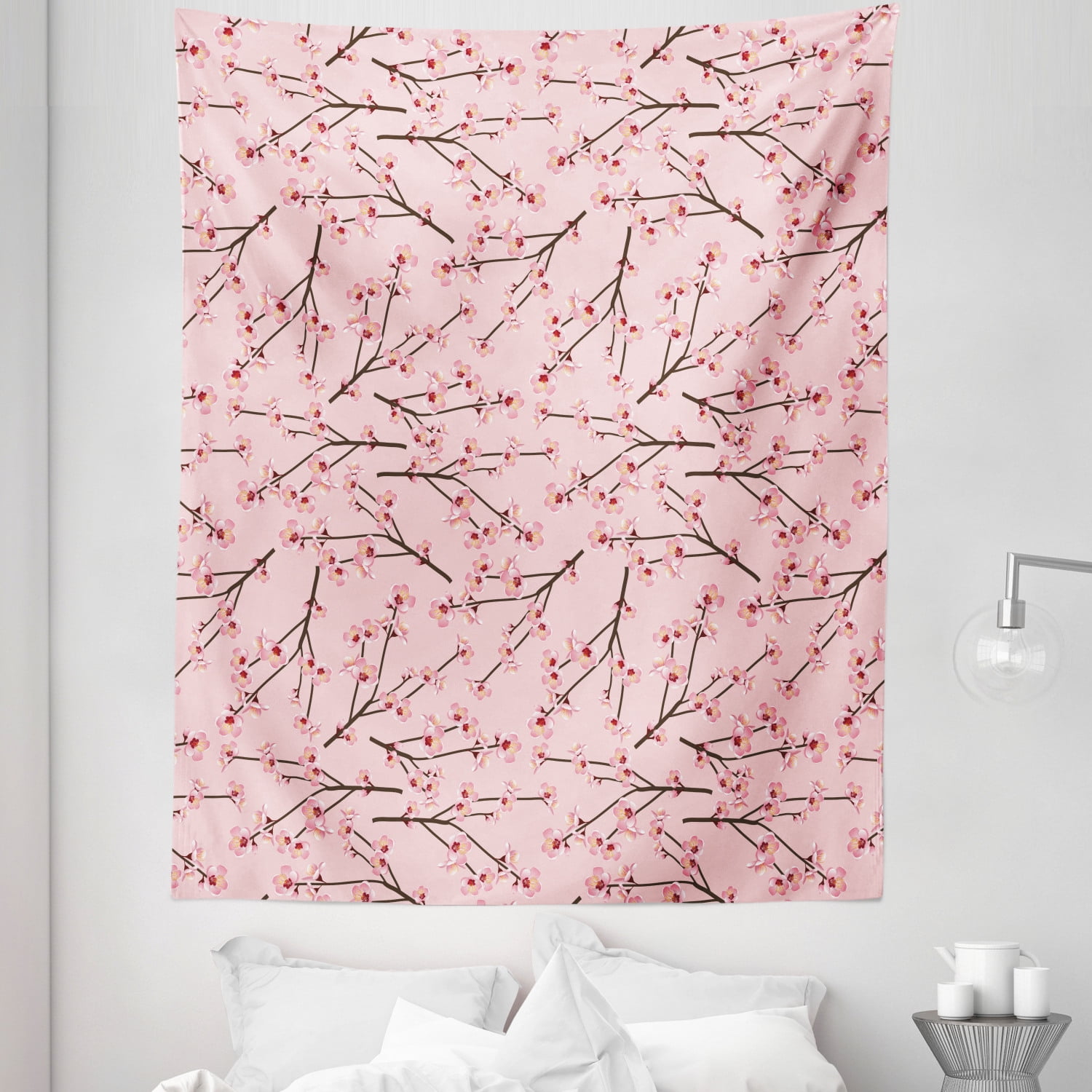 Floral Tapestry, Japanese Momo Peach Tree Flowered Branches in ...
