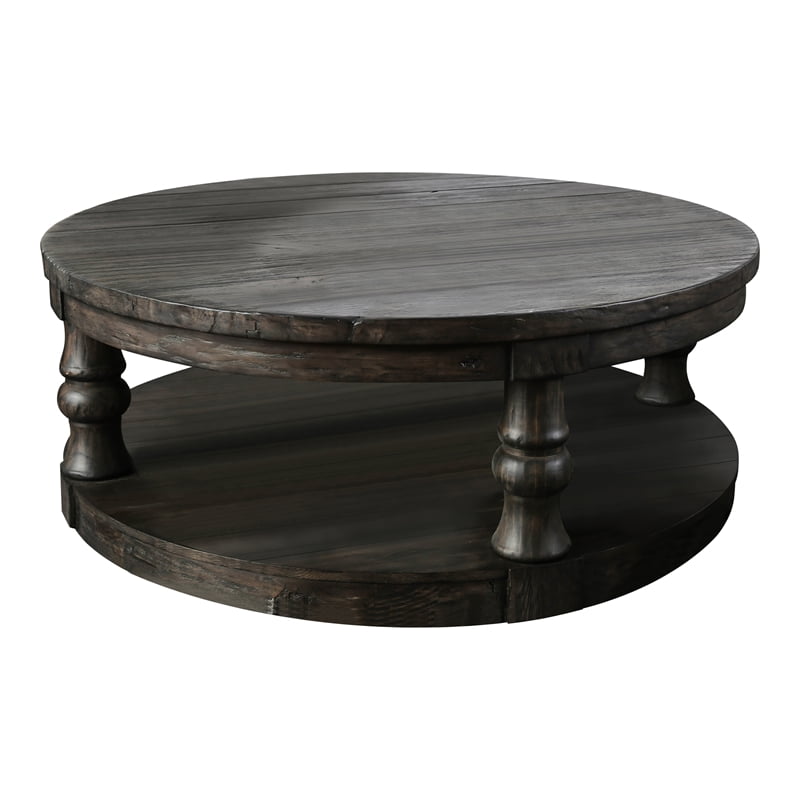 Furniture of America Joss Rustic Wood Round Coffee Table in Antique ...