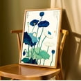 ARTVORA Vintage Blue Lotus Flower Wall Art Print in Woodblock Style ...
