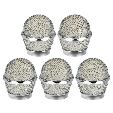 Silver Tone Microphone Ball Head Mesh Grille Round Metal with Foam ...
