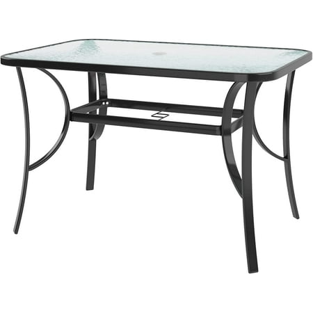 soges 47in Rectangular Tempered Glass Outdoor Patio Table Bistro Table ...