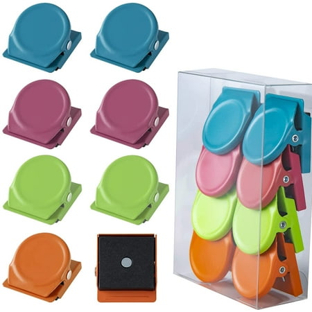 Magnetic Clips, 8 Pack Colored Metal Strong Magnet Clips Paper Clamps ...