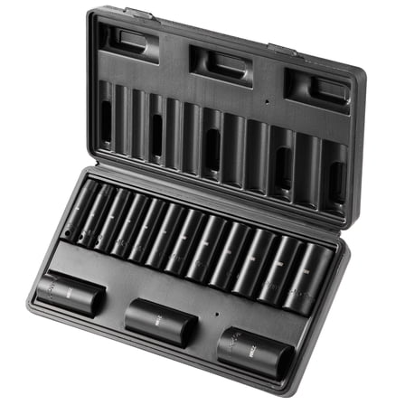 KFFKFF 18-Piece 3/8" Drive Impact Socket Set - Metric Sizes 8-22mm ...