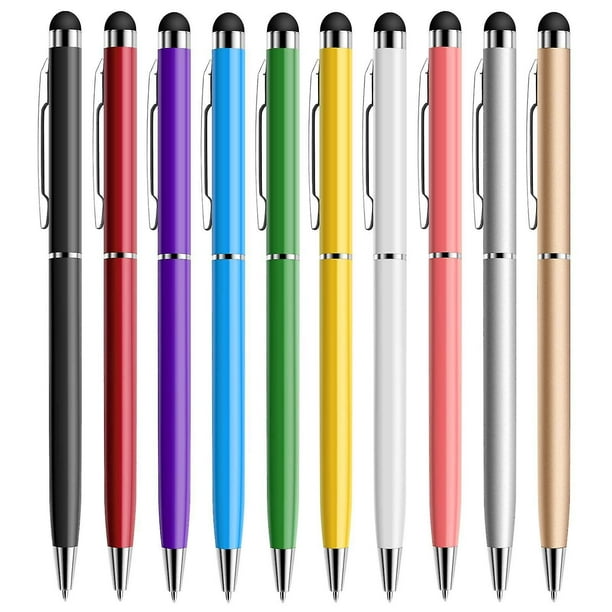 Stylus Pen,10 Pack Universal Capacitive 2 In 1 Retractable Ballpoint ...