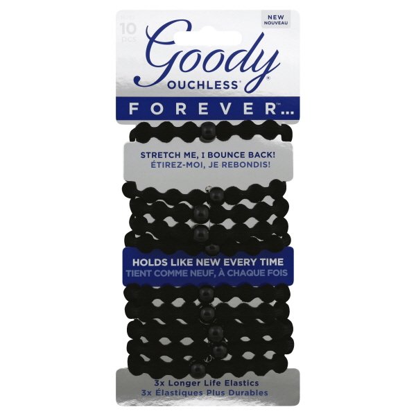 Goody - Goody Forever Hair Elastics, Long Lasting Black Hair Ties, 10 ...