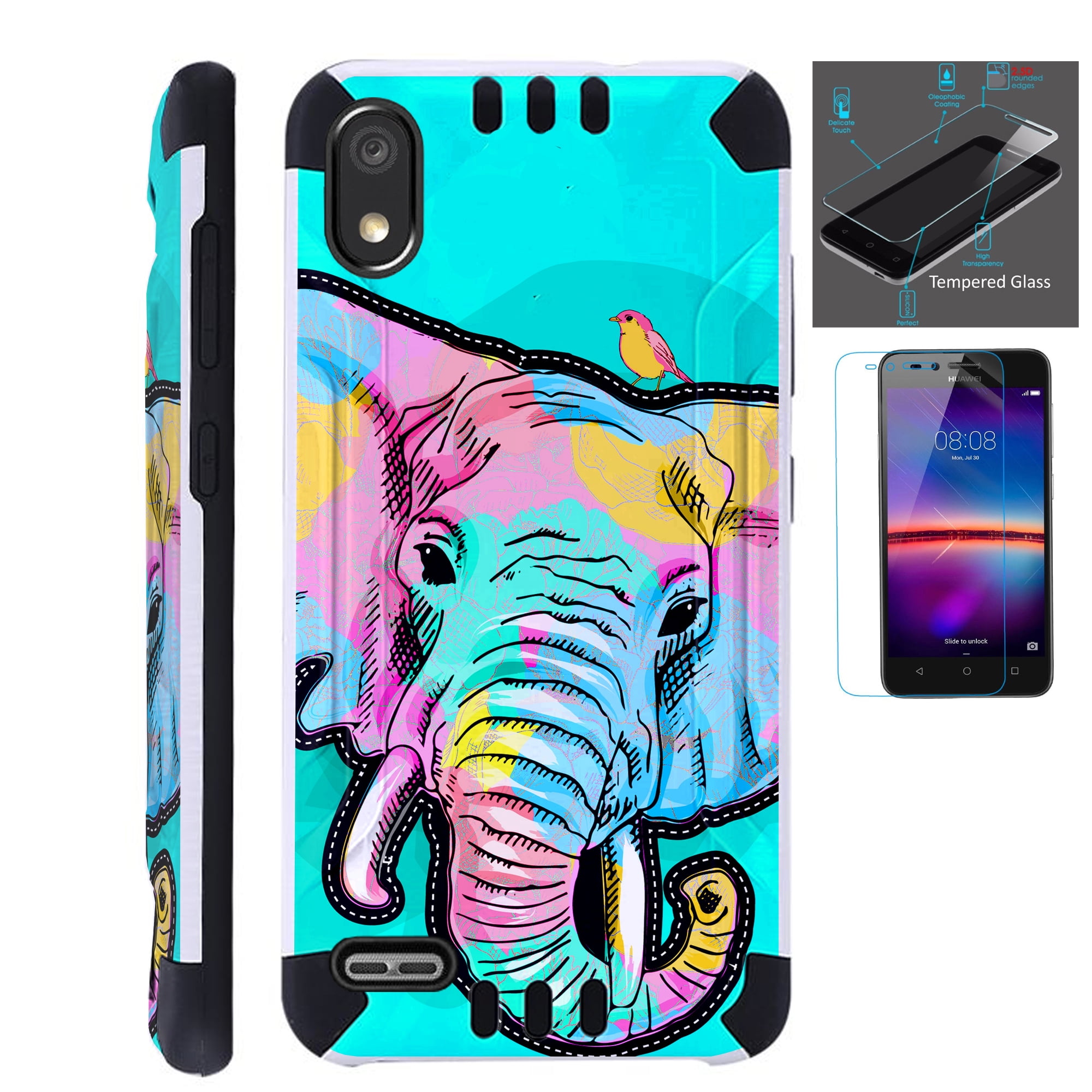Compatible with TCL A2 + Screen Protector Brushed Metal Texture Hybrid ...