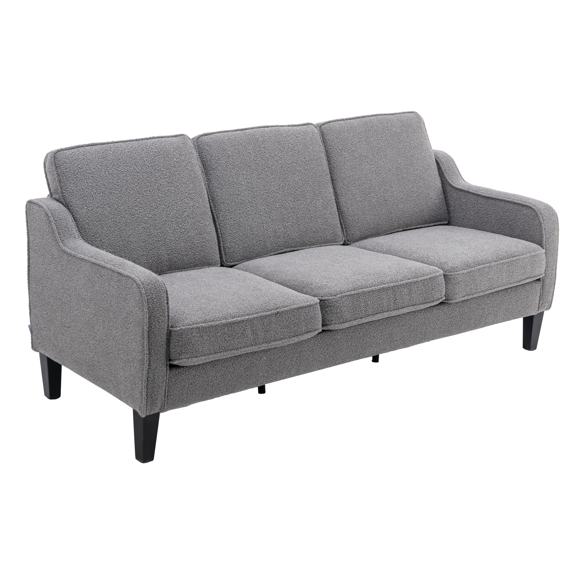 3-Seat Sofa Couch with Padded Cushion, Fabric Upholstered Accent Sofa ...