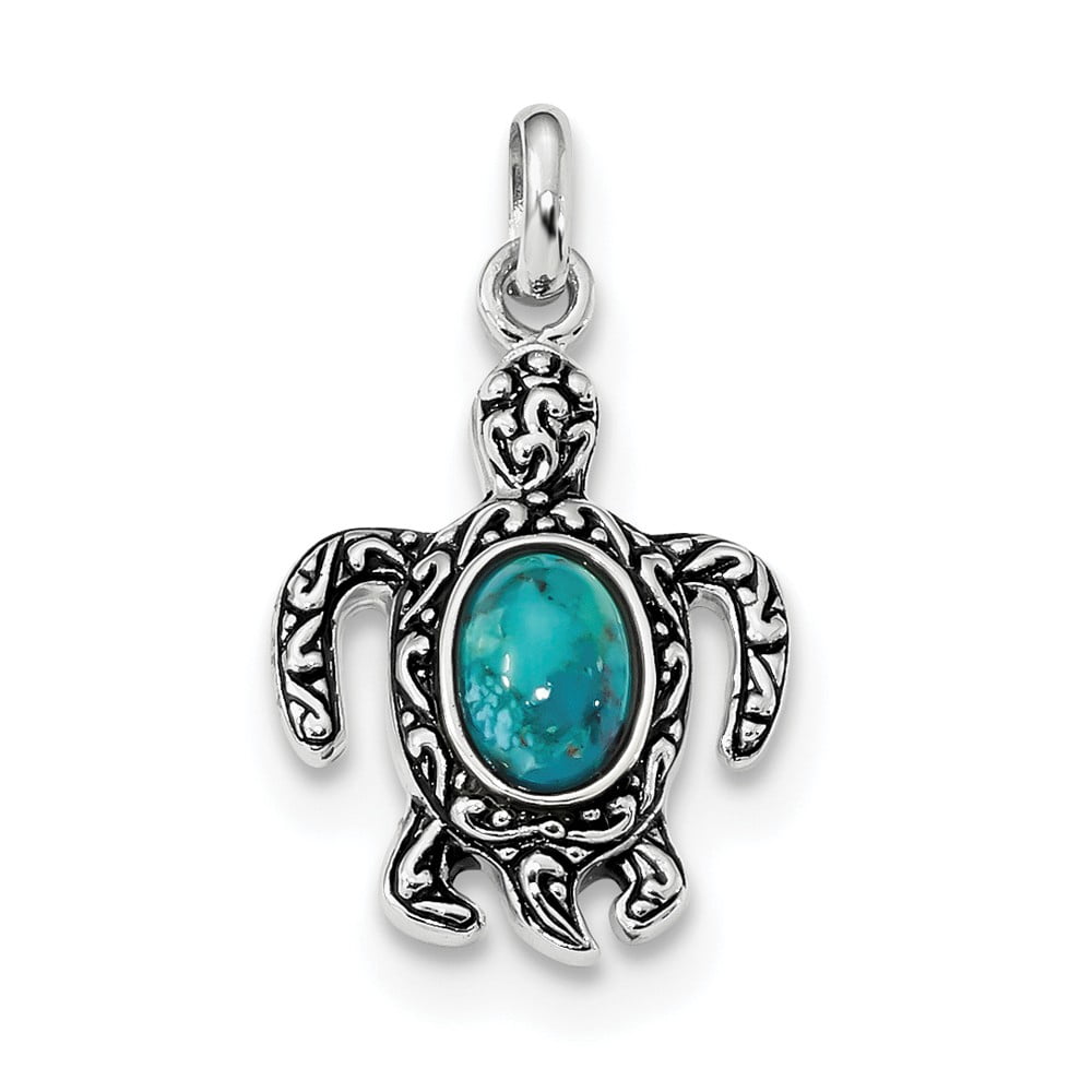 FB Jewels Sterling Silver Rhodium/Oxidized Reconstituted Turquoise ...