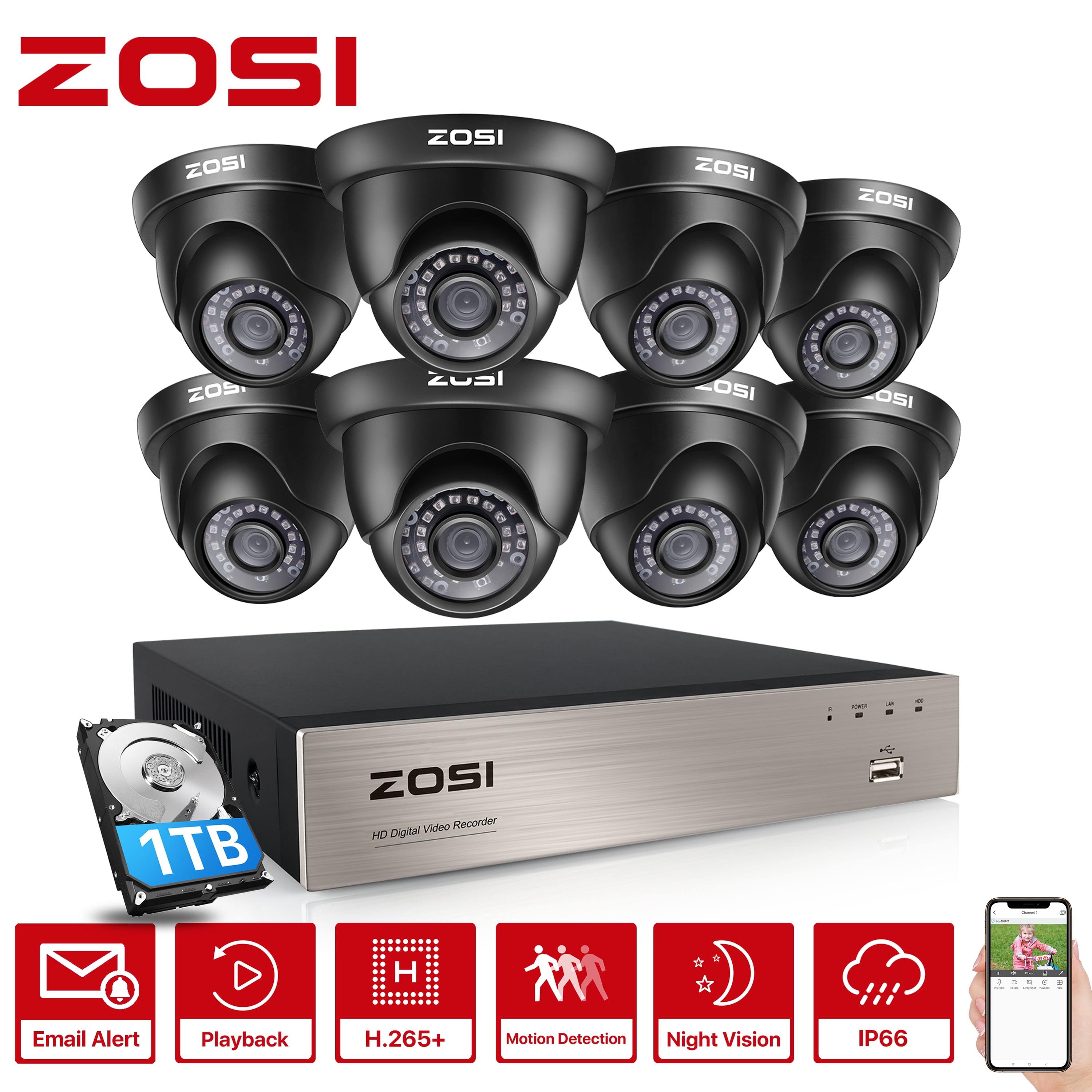 ZOSI 1080P H.265+ 8 Channel Security Camera System with 1TB Hard Drive ... ZOSI 1080P H.265+ 8 Channel Security Camera System with 1TB Hard Drive ...