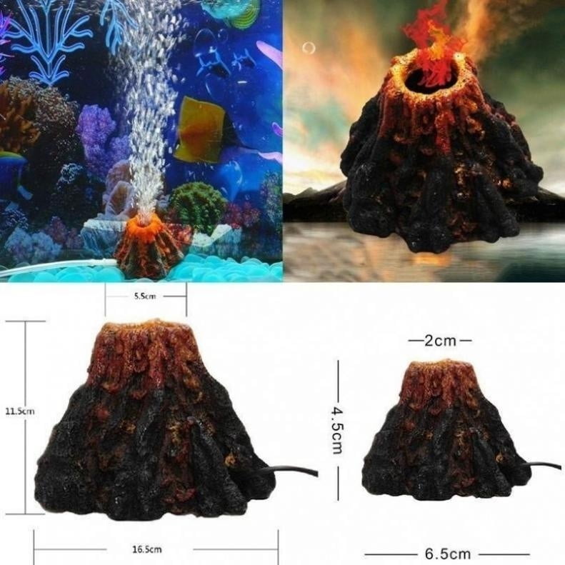 Underwater Volcano Aquarium Ornament Fish Tank Decor Bubble Effect ...