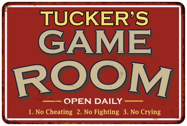 TUCKER'S Game Room Sign Vintage Look 8 x 12 High Gloss Metal ...