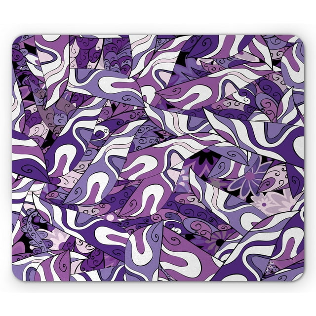 Dark Purple Mouse Pad, Lilac Strokes Curvy Swirls and Motifs Vintage ...
