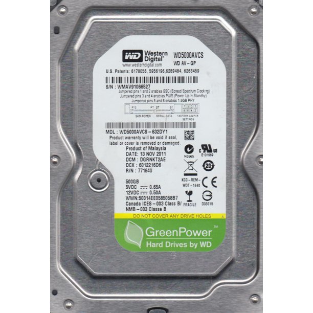 WD5000AVCS-632DY1, DCM DGRNKT2AE, Western Digital 500GB SATA 3.5 Hard ...