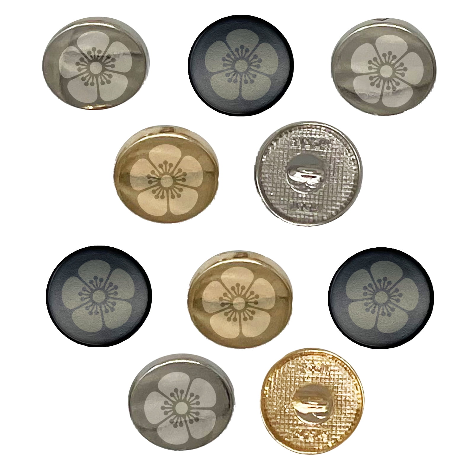 Citrus Lemon Orange Slice Sketch Set of 10 Metal 0.6" (15mm) Sewing ...