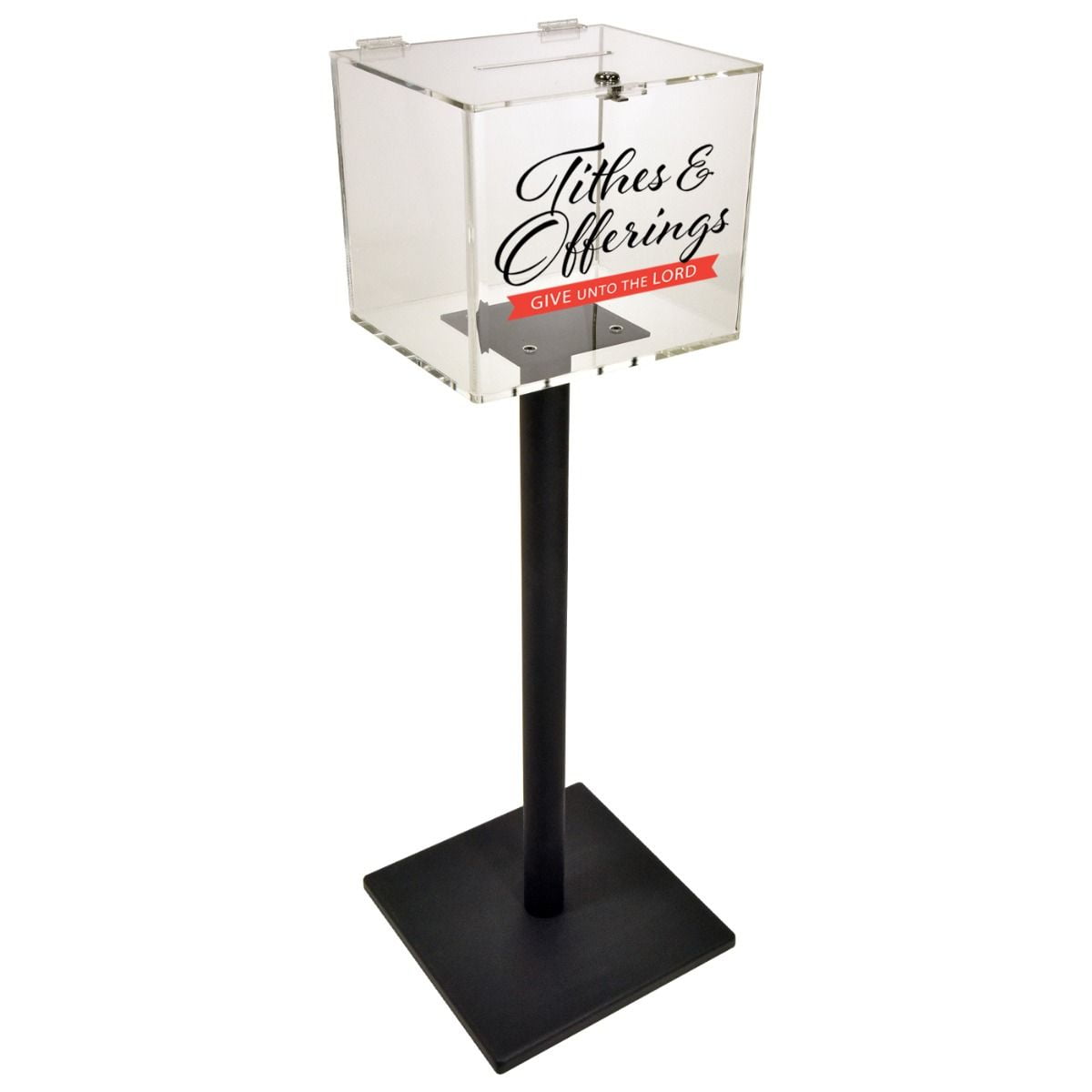 Kingdom Personalized Acrylic Donation Box with Black Metal Stand ...
