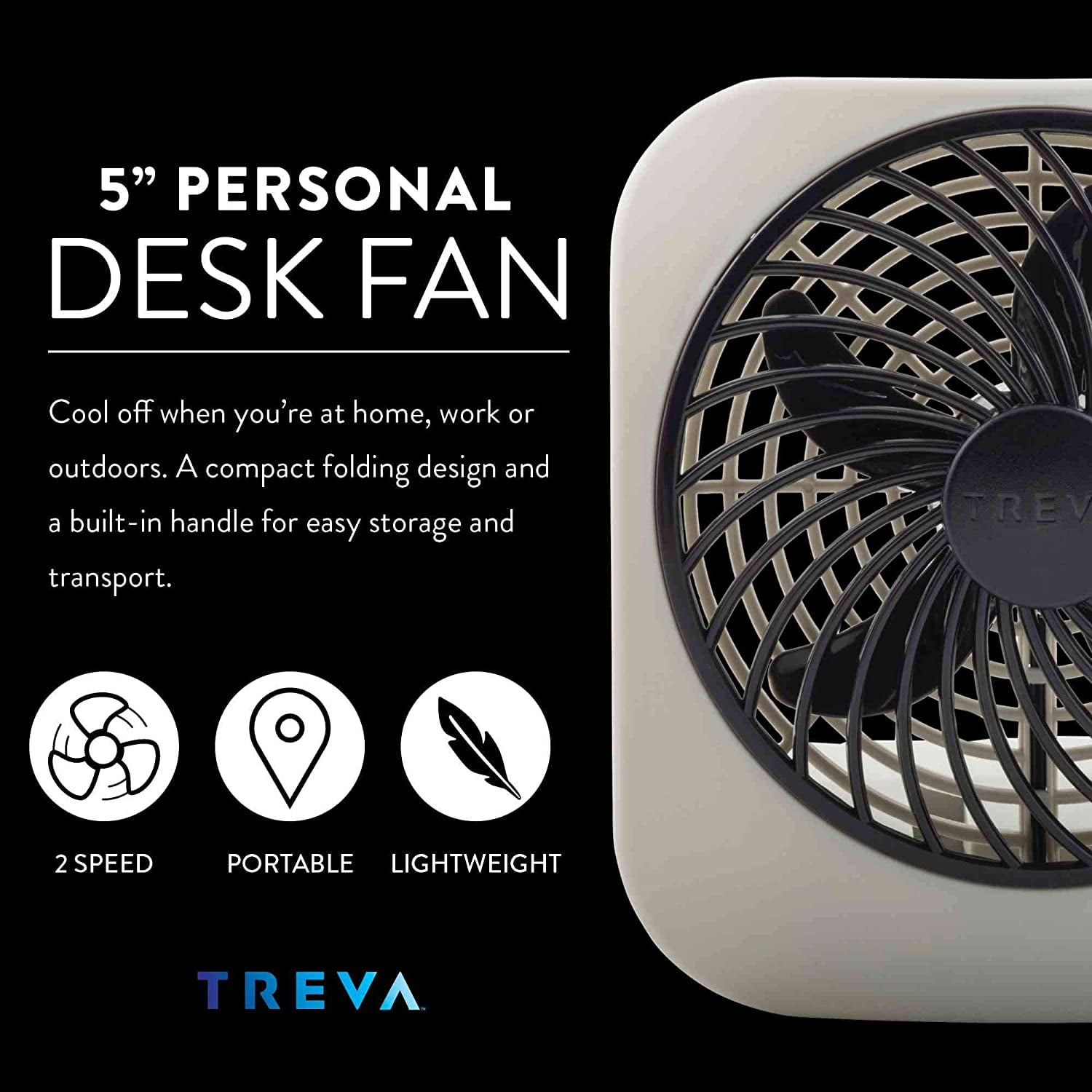 Buy Treva 5 inch Portable Battery Powered 2 Speed Personal Desktop Fan ...