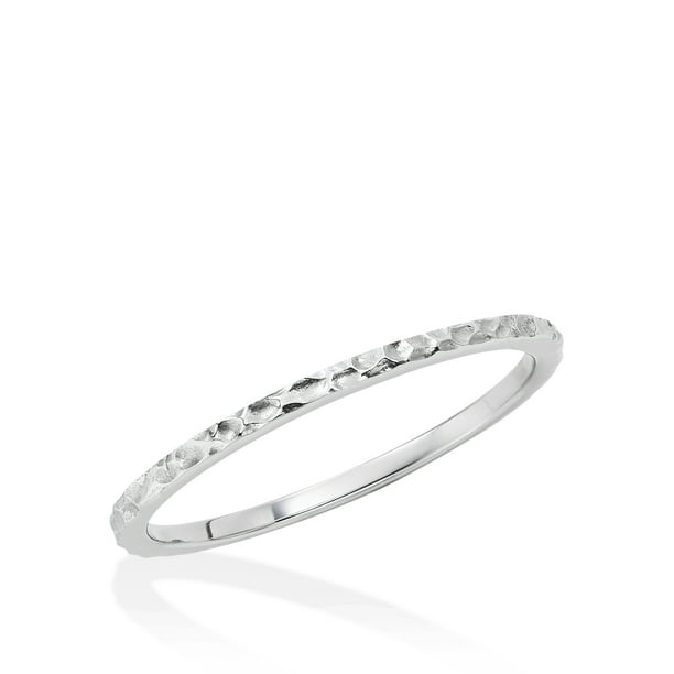14k White Gold Hammered Thin Band Ring - Walmart.com